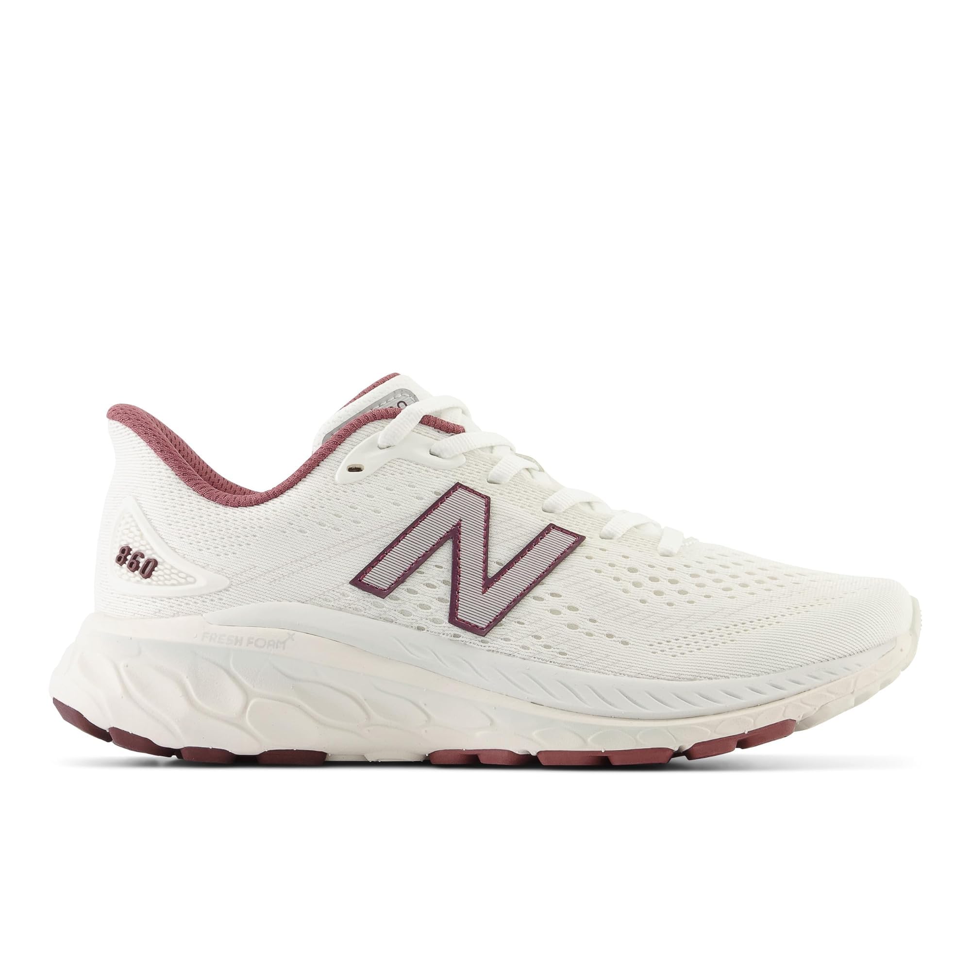 New Balance Women's Fresh Foam X 860 V13, Sea Salt/Washed Burgundy