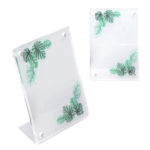 Picture Frame, Easy Cleaning Clear Table Top Photo Frame Acrylic Robust for Cards (Monstera Leaves)