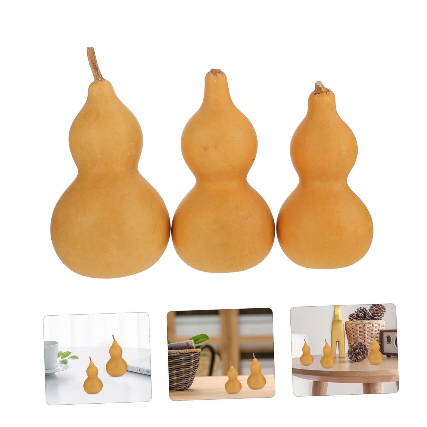 IMIKEYA 3pcs Gourd Ornaments Feng Shui Luck and Treasure Gourd Bottle Flask Natural Dried Gourd Housewarming Gifts Chinese Wu Ornament Chinese Wu Gourd White Skin Natural Gourd China