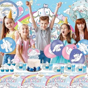 Kawaii Birthday Party Decorations Include Banner, Balloon, Tablecloth, Plates, Tattoo Sticker, Backdrop for Kawaii Birthday Party Supplies