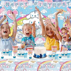 Kawaii Birthday Party Decorations Include Banner, Balloon, Tablecloth, Plates, Tattoo Sticker, Backdrop for Kawaii Birthday Party Supplies