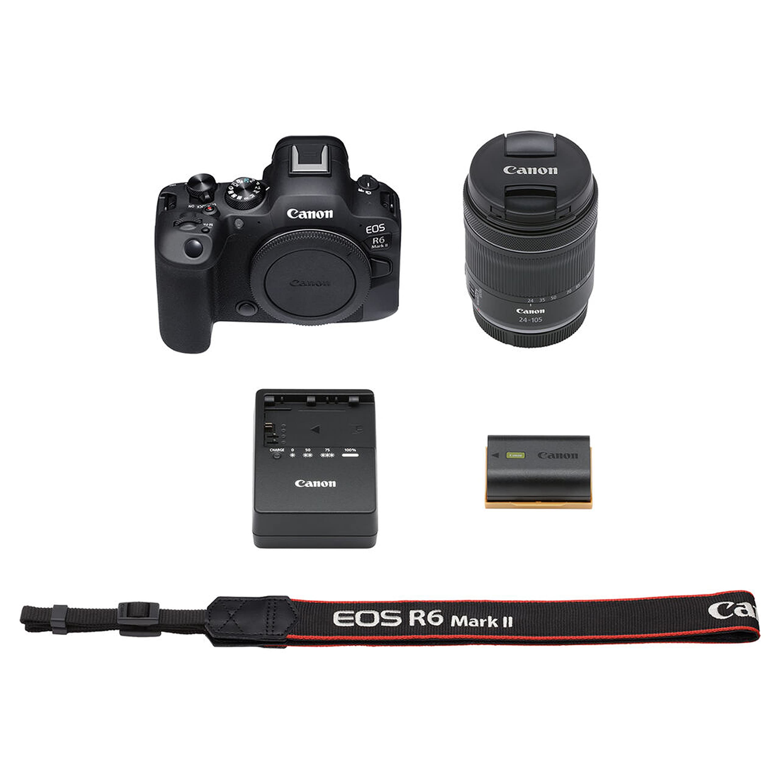 Canon EOS R6 Mark II Mirrorless Camera with 24-105mm Lens + 100S Sling Backpack + 64GB Memory Cards, Professional Photo Bundle (42pc Bundle) (Renewed)