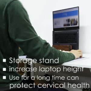 Vertical Laptop Stand for Desk，Resizable Wooden Laptop Holder,Suitable for laptops of various thicknesses and sizes.laptop holder vertical.It can accommodate at least 3 devices . (black walnut)