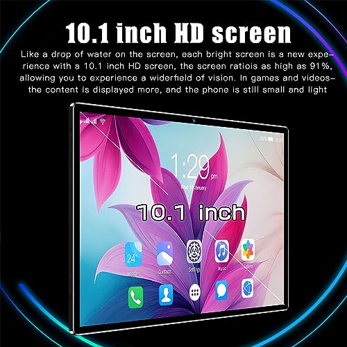 FOLOSAFENAR 2 in 1 Tablet, 10.1 Inch LCD Dual Camera 6GB 128GB Memory Gaming Tablet 5G WiFi 3 Card Slots for School (US Plug)