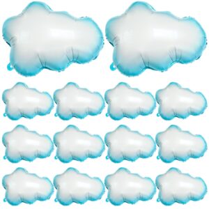 14 pcs cloud balloons, large white clouds foil mylar balloons, happy cloud mylar balloon for birthday themed party decorations supplies