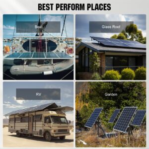 ECO-WORTHY Bifacial 195 Watt 12 Volt 12BB Solar Panel Monocrystalline Double-Sided Power Generation Rigid High-Efficiency PV Module Power Charger for RV,Sunsheds,Canopies,Farms,Home and Off-Grid