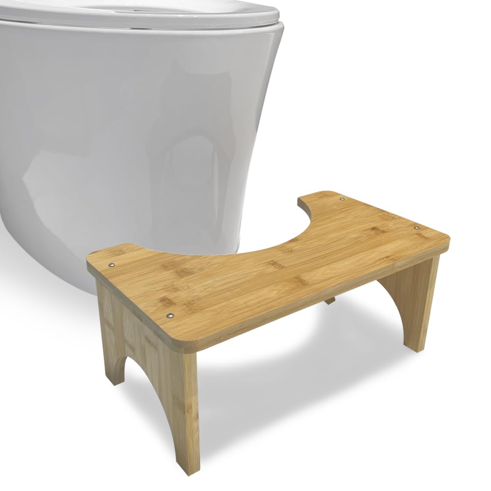 Bamboo Toilet Stool for Adults, Poop Stool, 6.5" Bathroom Stool for Adults Children,Toilet Potty Stool, Portable Potty Stool with Non-Slip Mat,Portable Toilet Assistance Step Stool,Healthy Gifts