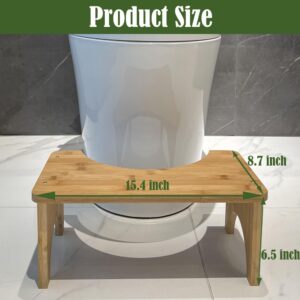 Bamboo Toilet Stool for Adults, Poop Stool, 6.5" Bathroom Stool for Adults Children,Toilet Potty Stool, Portable Potty Stool with Non-Slip Mat,Portable Toilet Assistance Step Stool,Healthy Gifts