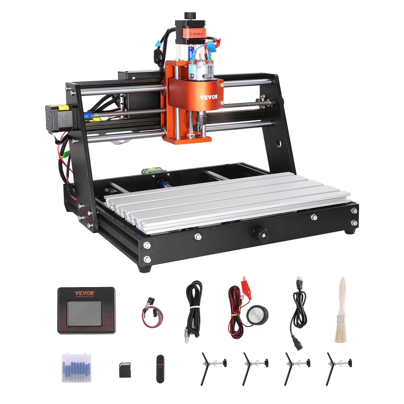 VEVOR CNC Router Machine, 120W 3 Axis GRBL Control Wood Engraving Carving Milling Machine Kit, 300 x 200 x 60 mm/11.8 x 7.87 x 2.36 in Working Area 10000 RPM for Wood Acrylic MDF PVC Plastic Foam