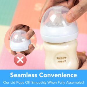 Baby Bottle Replacement Caps for Philips Avent Natural Bottles, Compatible Bottle Lid for Avent Natural Plastic and Glass Bottles, Soft and Safe PP, 4 Count