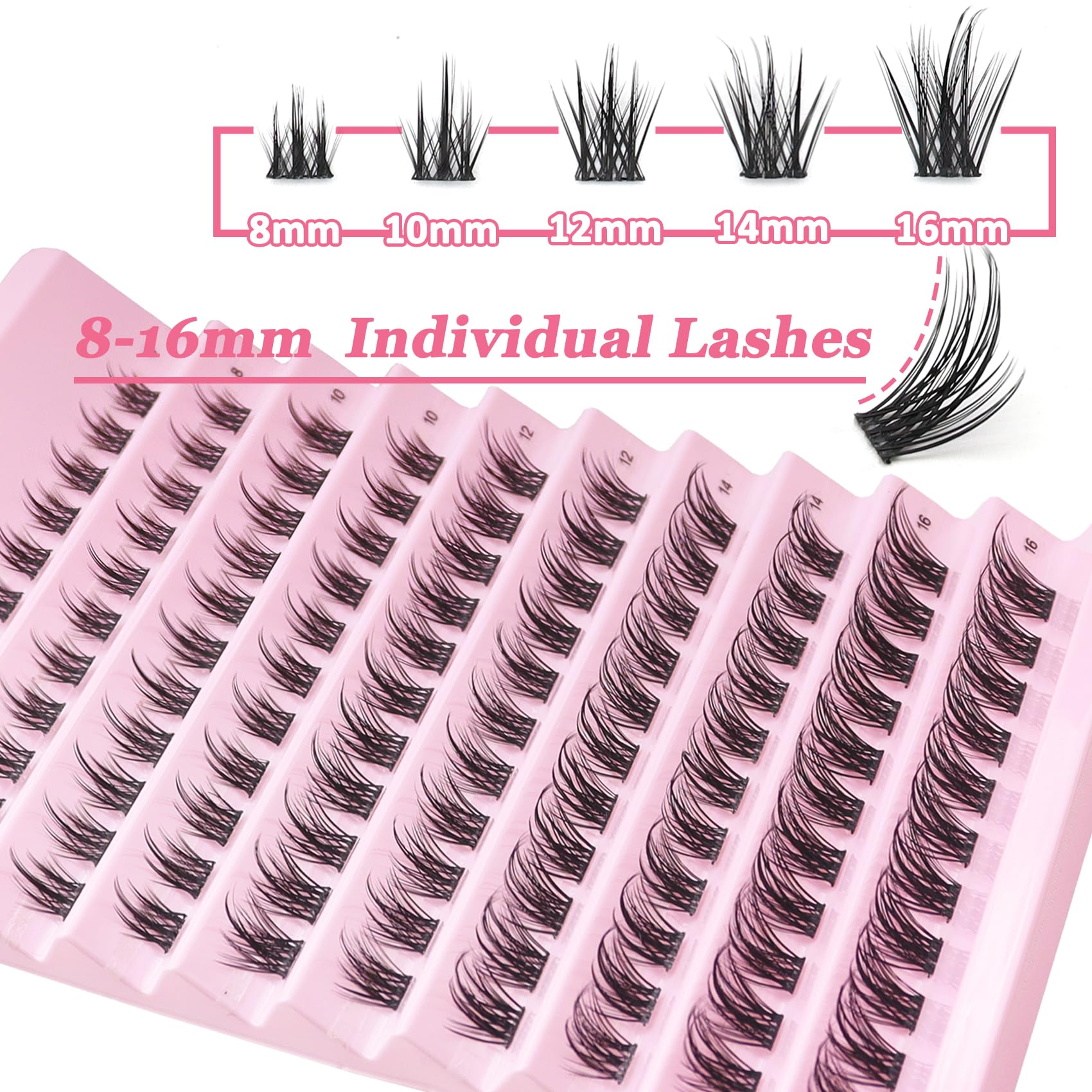 Losha Lash Clusters Wispy DIY Lash Extension 8-16mm Eyelash Clusters 110pcs Natural Cluster Lashes at Home D Curl Fluffy Eyelash Extensions (Fairy)