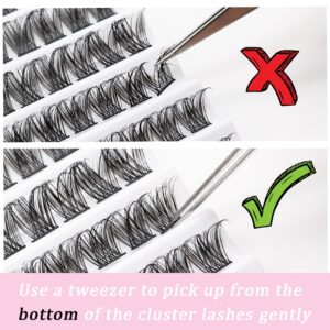 Ahrikiss Lash Clusters 120pcs D Curl Cluster Lashes 8-16mm Eyelash Clusters Wispy Individual Lashes Natural Look DIY Lash Extensions at Home Handmade Fluffy Eyelash Extension Clusters (Doris)