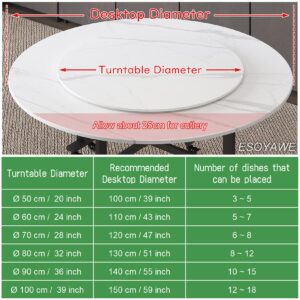 Round Rotating Serving Tray For Dining Table, 20" 24" 28" 32" 36" 39" Wooden Lazy Susan Turntable, 360° Swivel Silent Smooth Rotating Plate, For Easy To Share Food