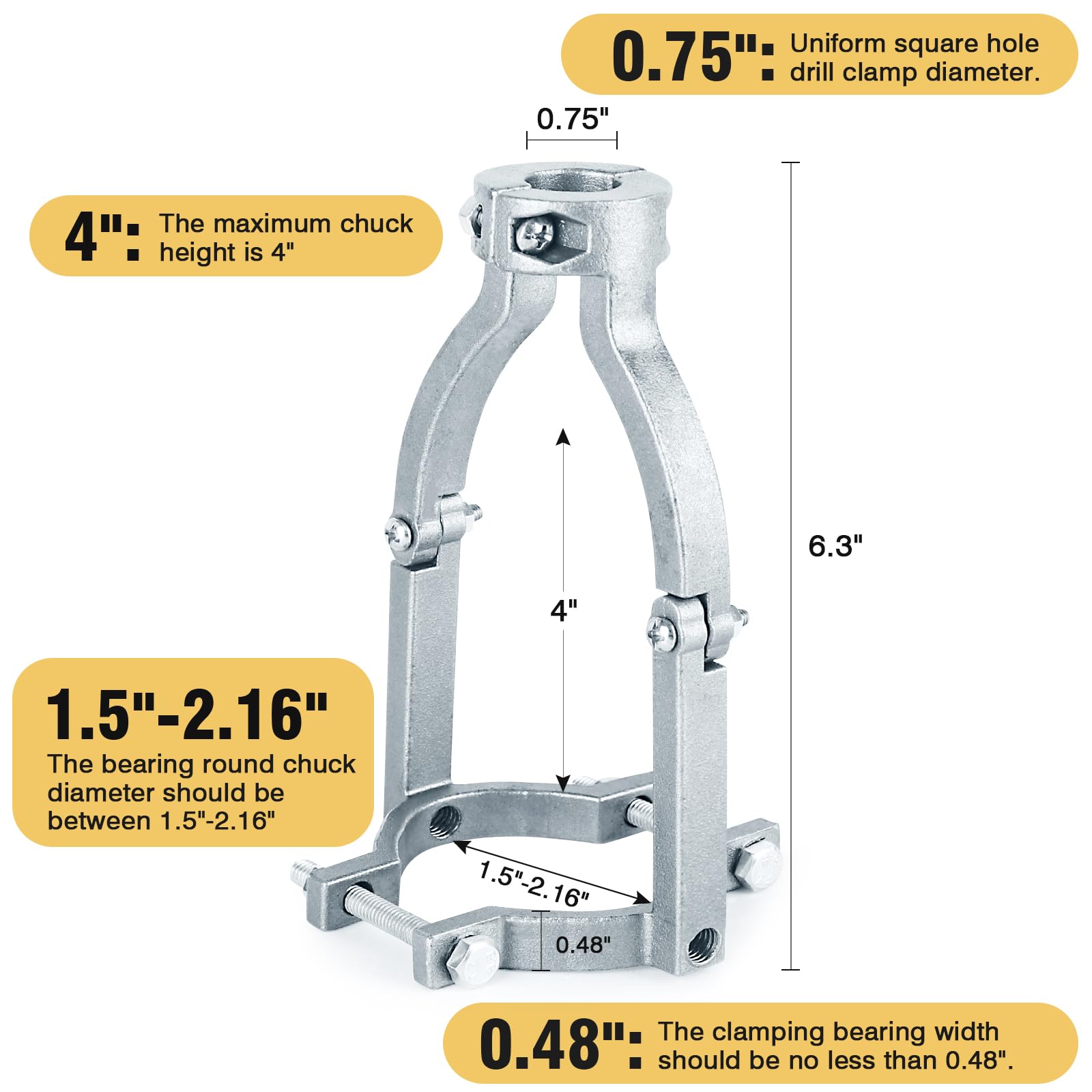 Garaook Square Hole Drill Bit Adapter, Galvanize Mortising Attachment for Drill Press, Only Compatible with Bench Drill Press and Corded Drill Featuring The Non-Rotating Clamping Bearing