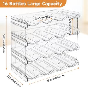 spospo Stackable Water Bottle Organizer, Large Compartment Water Bottle Holder, 4 Tier Clear Water Bottle Organizer for Cabinet, Bottle Rack for Kitchen Organization and Storage - Hold 16 Bottles