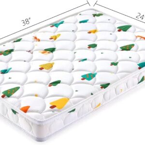 Mini Crib Mattress 38" x 24" x 4"- Firm Support and Comfort Premium Foam,Noiseless and Odorless,Hypoallergenic Mini Crib Mattress,Fits Mini and Portable Cribs,Dual Sided with Soft Breathable Fabric