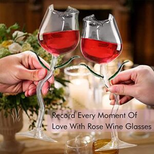 Rose Wine Glasses, Unique Shape Wine Glass, Red Wine Glass Cups, Wine Flower Goblet for Party, Wedding, Valentine's Day, and Romantic Dinners