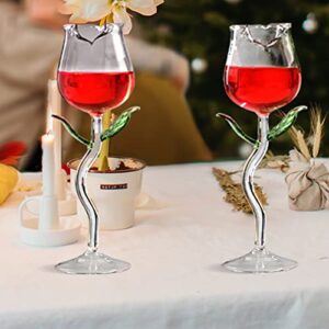 Rose Wine Glasses, Unique Shape Wine Glass, Red Wine Glass Cups, Wine Flower Goblet for Party, Wedding, Valentine's Day, and Romantic Dinners