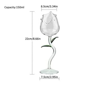 Rose Wine Glasses, Unique Shape Wine Glass, Red Wine Glass Cups, Wine Flower Goblet for Party, Wedding, Valentine's Day, and Romantic Dinners