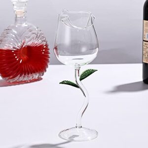 Rose Wine Glasses, Unique Shape Wine Glass, Red Wine Glass Cups, Wine Flower Goblet for Party, Wedding, Valentine's Day, and Romantic Dinners