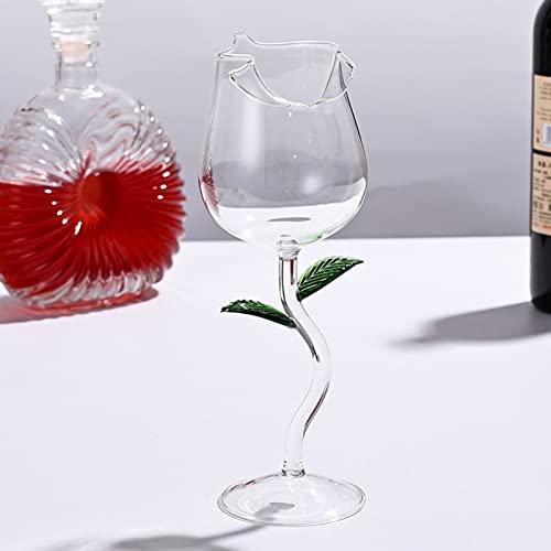 Rose Wine Glasses, Unique Shape Wine Glass, Red Wine Glass Cups, Wine Flower Goblet for Party, Wedding, Valentine's Day, and Romantic Dinners