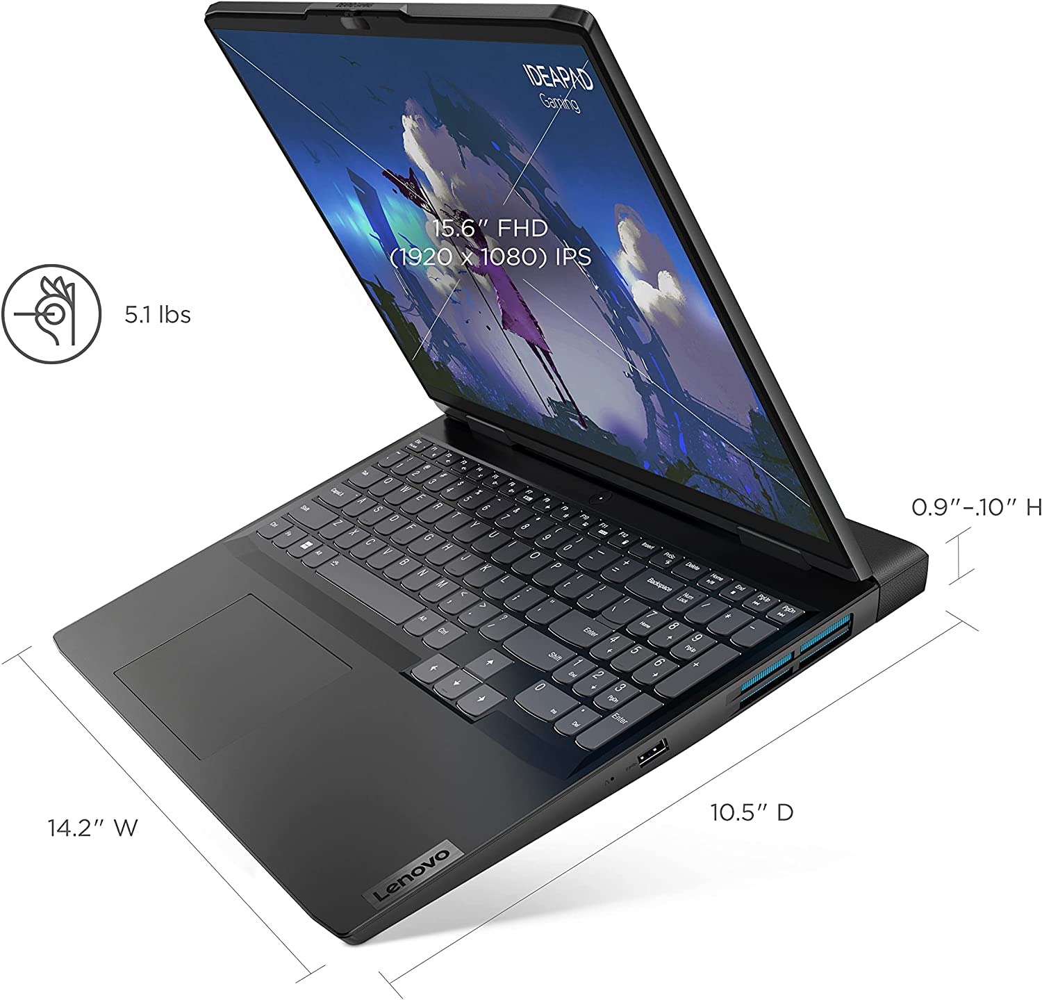 Lenovo IdeaPad Gaming 3 Laptop, Intel 14-Core i7-12700H, 15.6" 120Hz FHD Display, NVIDIA GeForce RTX 3050Ti, 64GB DDR4 2TB SSD, Backlit Keyboard, Thunderbolt 4, RJ-45, WiFi 6, HDMI 2.0, Win10 Pro