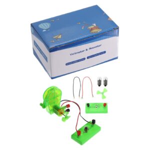 patikil diy generator motors set, 2set mini hand generator motor kit with bulb lamp holder box hand cranked power generator science for led light windmill