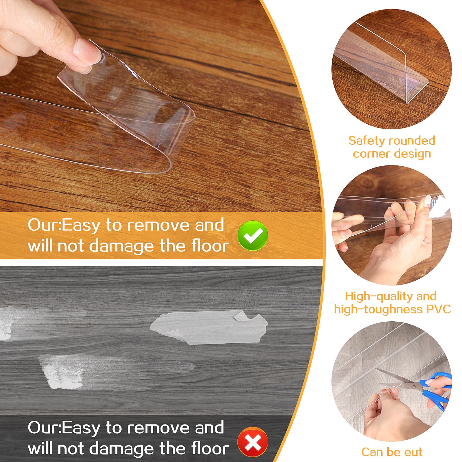 Soaoo 24 Pcs Clear Toy Blockers for Furniture 24'' L x 1.6'' W x 3.2'' H Under Bed Blocker Plastic Under Couch Blocker Couch Stoppers to Prevent Toys Pets from Getting Under Sofa Bed, Easy to Install