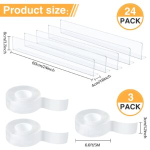 Soaoo 24 Pcs Clear Toy Blockers for Furniture 24'' L x 1.6'' W x 3.2'' H Under Bed Blocker Plastic Under Couch Blocker Couch Stoppers to Prevent Toys Pets from Getting Under Sofa Bed, Easy to Install