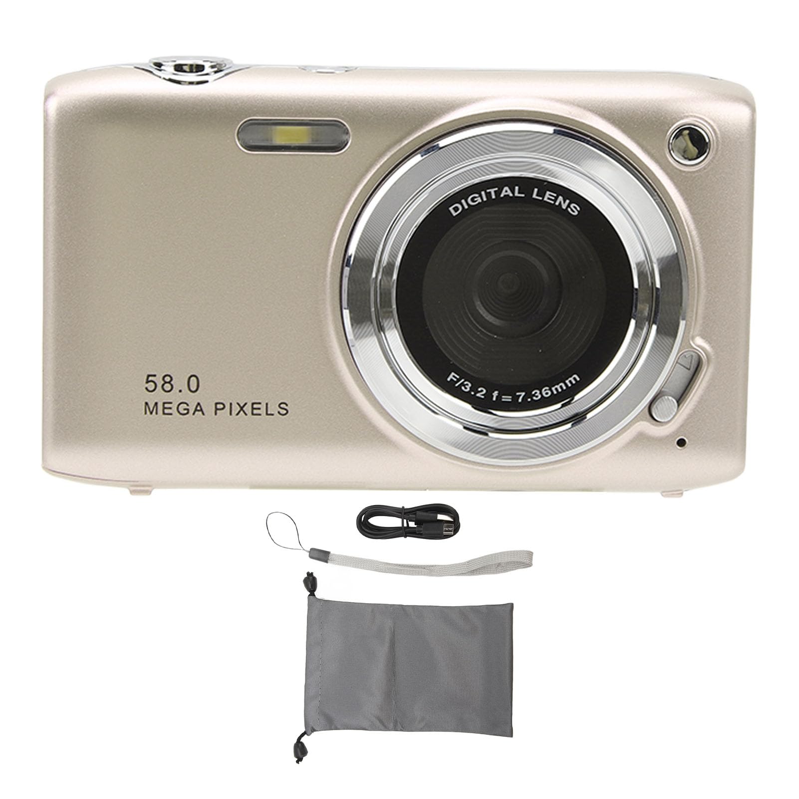 Digital Camera for Kids, 4K 1080P Digital Camera Video Camera 16X Digital Zoom, Compact Point and Shoot Camera Portable Small Camera for Teens Students Seniors, Gifts (Gold)