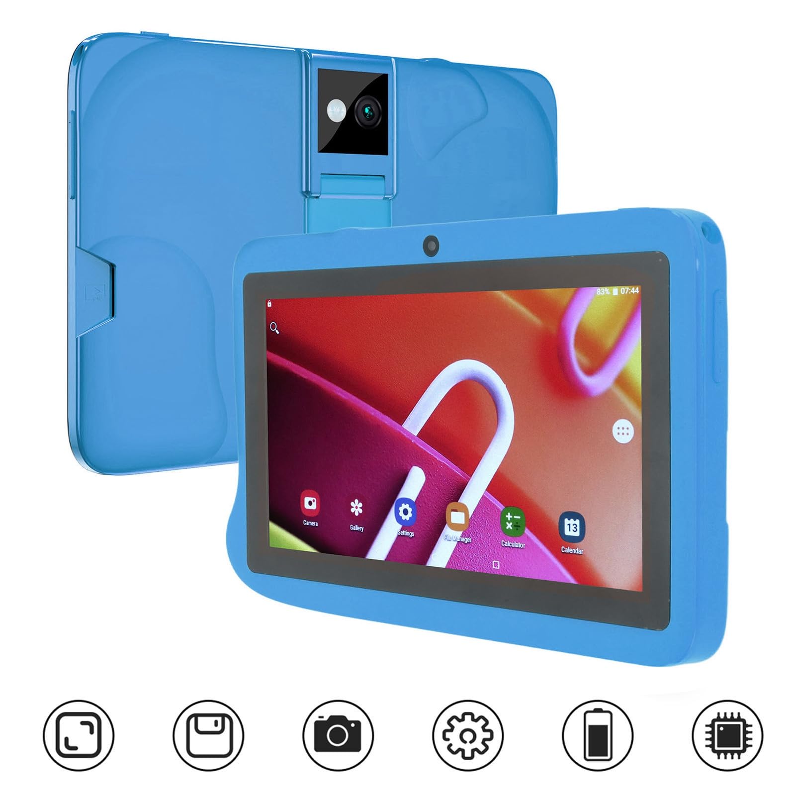 ASHATA 7 Inch Tablet Blue, 4GB RAM 128GB ROM, HD IPS Screen, Octa Core CPU, Dual Camera, WiFi, Kids Tablet with Long Battery Life and Eyes Protection (Blue)