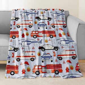 fire truck toddler bed blanket, firefighter blanket for boys kids, truck blanket for kids, soft warm cozy fleece throw blankets gifts 40x50 inch