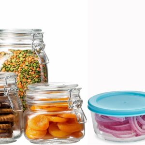 EatNeat 5-Piece Airtight Glass Kitchen Canisters with Glass Lids 4 pc Round Glass Food Storage Containers With Lids