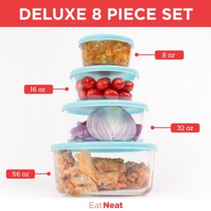 EatNeat 5-Piece Airtight Glass Kitchen Canisters with Glass Lids 4 pc Round Glass Food Storage Containers With Lids