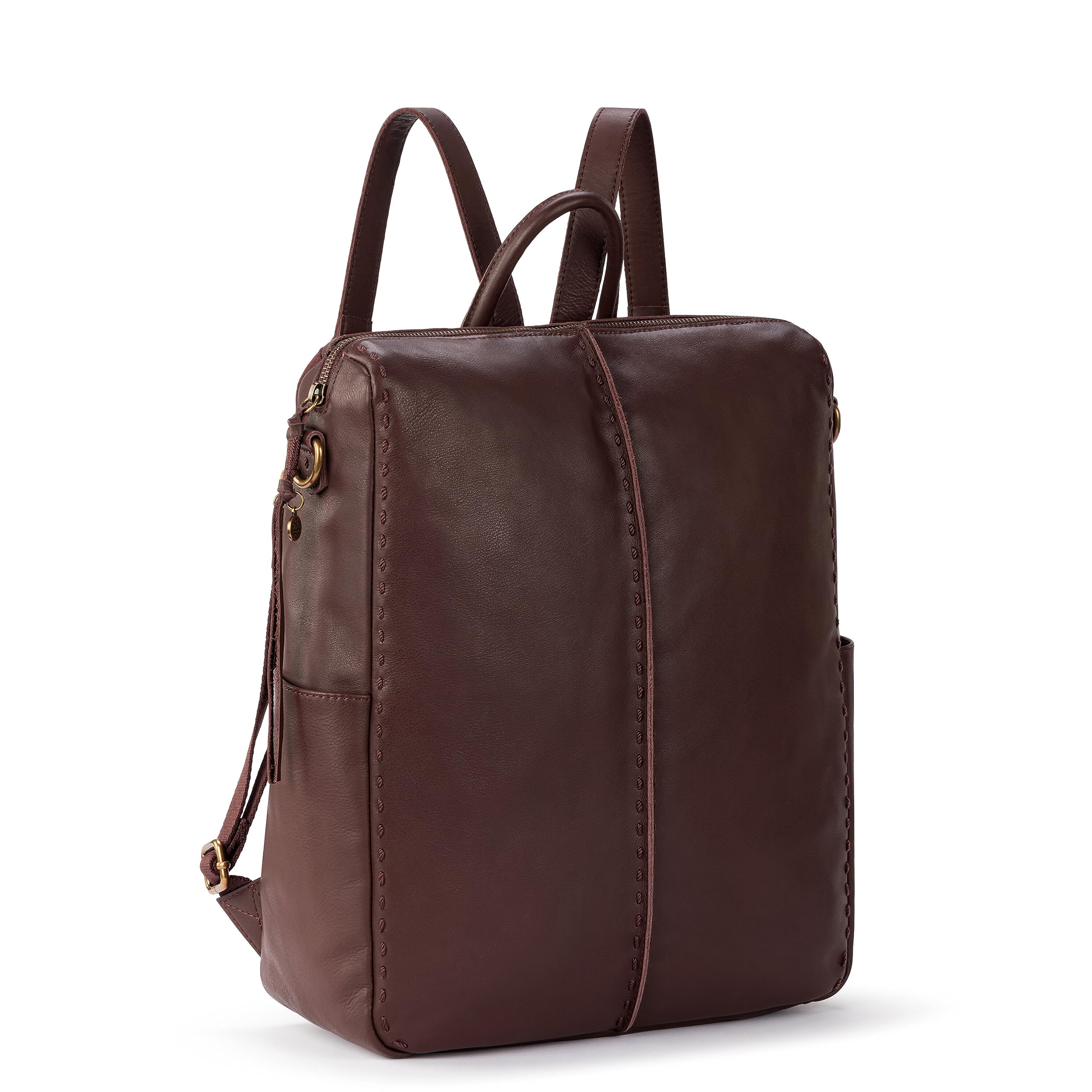 The Sak Los Feliz Backpack in Leather, Detachable Shoulder Strap, Mahogany