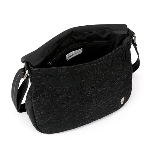 Sakroots Foldover Crossbody Bag in Eco-Twill with Adjustable Strap, Black Spirit Desert Quilted