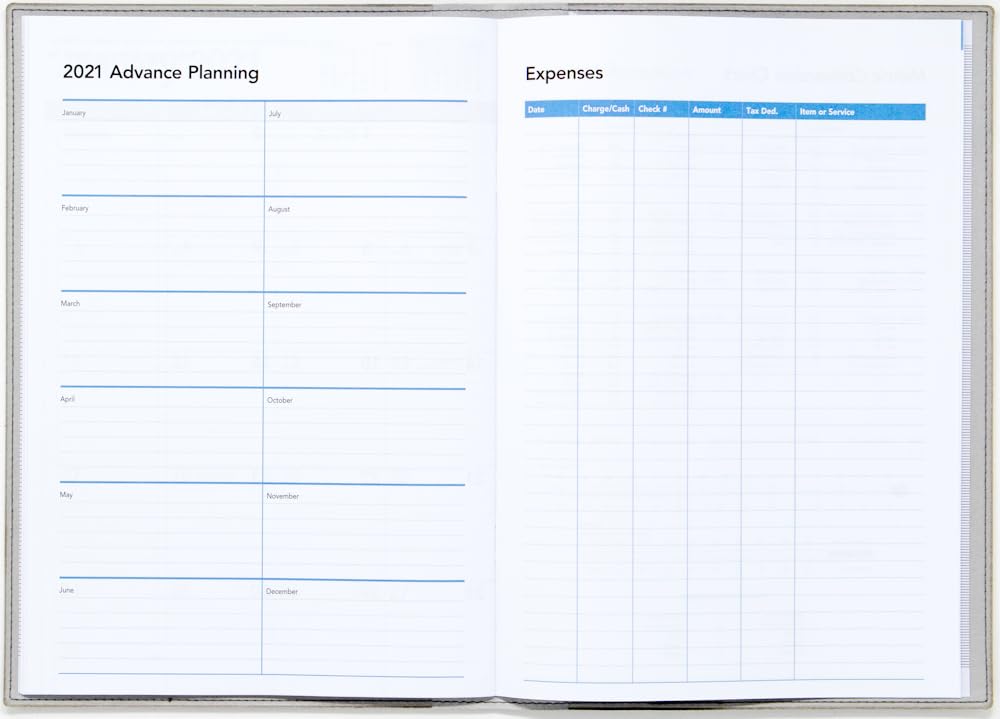 2024 Monthly Calendar Planner Organizer Date Log | 14 Month-at-a-Glance 10 X 7 Grey Sleek Denim Cover Blue Strip - Appointment Agenda Goals Accountability Meetings Book to Do List Time Management