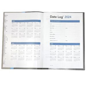 2024 Monthly Calendar Planner Organizer Date Log | 14 Month-at-a-Glance 10 X 7 Grey Sleek Denim Cover Blue Strip - Appointment Agenda Goals Accountability Meetings Book to Do List Time Management