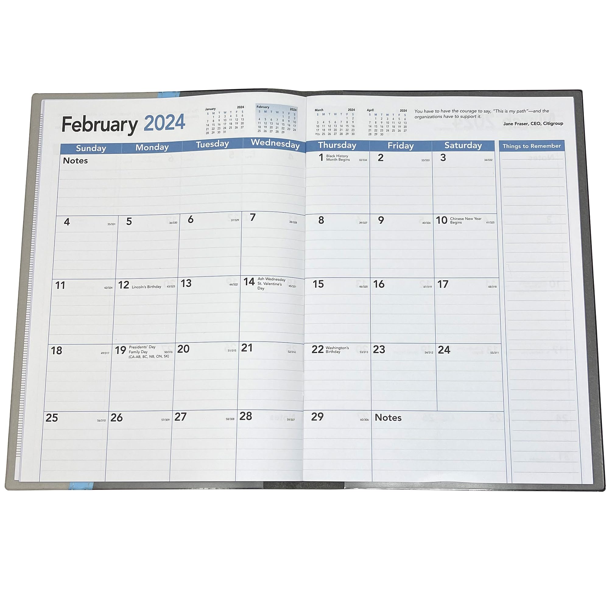 2024 Monthly Calendar Planner Organizer Date Log | 14 Month-at-a-Glance 10 X 7 Grey Sleek Denim Cover Blue Strip - Appointment Agenda Goals Accountability Meetings Book to Do List Time Management