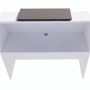 UGOS ICN 53" Modern Reception Desk, Multifunctional Modern Transaction Counter Top, Laminate Desktop, Standing Front Table for Office, Home, School, Salon, Spa - White & Anthracite Gray