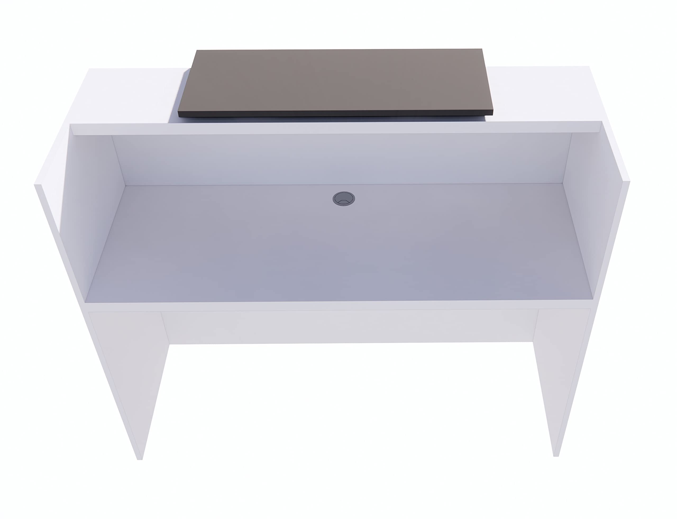 UGOS ICN 53" Modern Reception Desk, Multifunctional Modern Transaction Counter Top, Laminate Desktop, Standing Front Table for Office, Home, School, Salon, Spa - White & Anthracite Gray