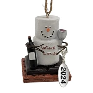 wine lover smore christmas ornament unique wine tasting gift with year hang tag comes in a gift box - best friends wine drinking ornament