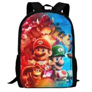 Mario Backpack Anime Game Character Patterns Multifunction Laptop Bag With Side Pockets Durable Laptop Bag For 17 In