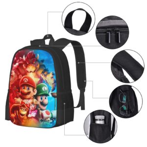 Mario Backpack Anime Game Character Patterns Multifunction Laptop Bag With Side Pockets Durable Laptop Bag For 17 In