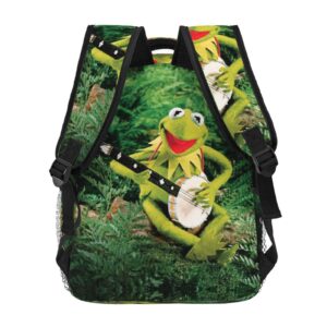 DSERC Kermit Cartoon The Frog Anime Backpacks Laptop Backpack Unisex Cartoon Double Shoulder Bag for Camping Travel Daypack