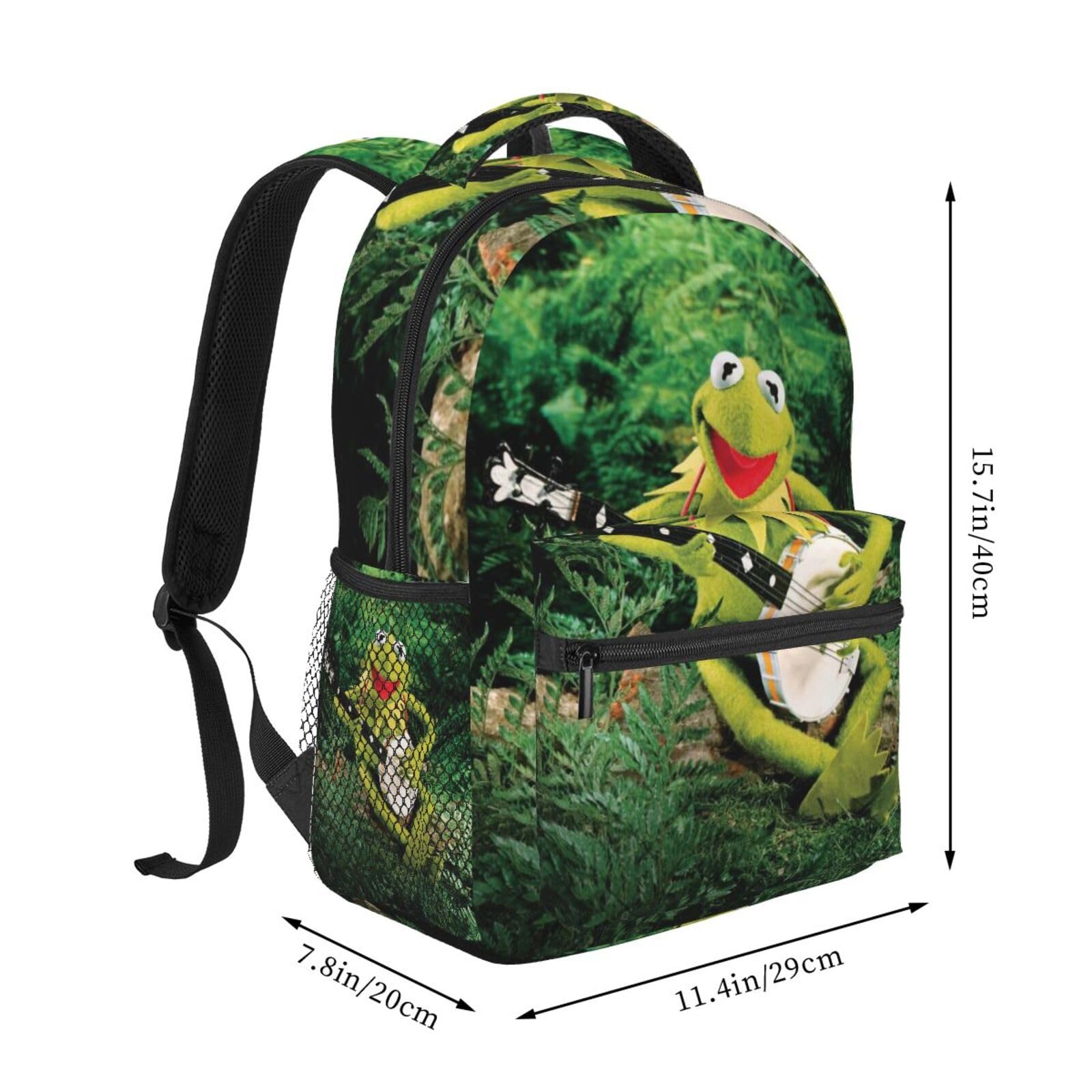 DSERC Kermit Cartoon The Frog Anime Backpacks Laptop Backpack Unisex Cartoon Double Shoulder Bag for Camping Travel Daypack