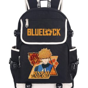 Roffatide Anime Blue Lock Laptop Backpack with USB Charging Port Yoichi Isagi Rucksack with Printed Wanima Backpack for Men Women Seishiro Nagi Graphic Travel Yor Backpack D