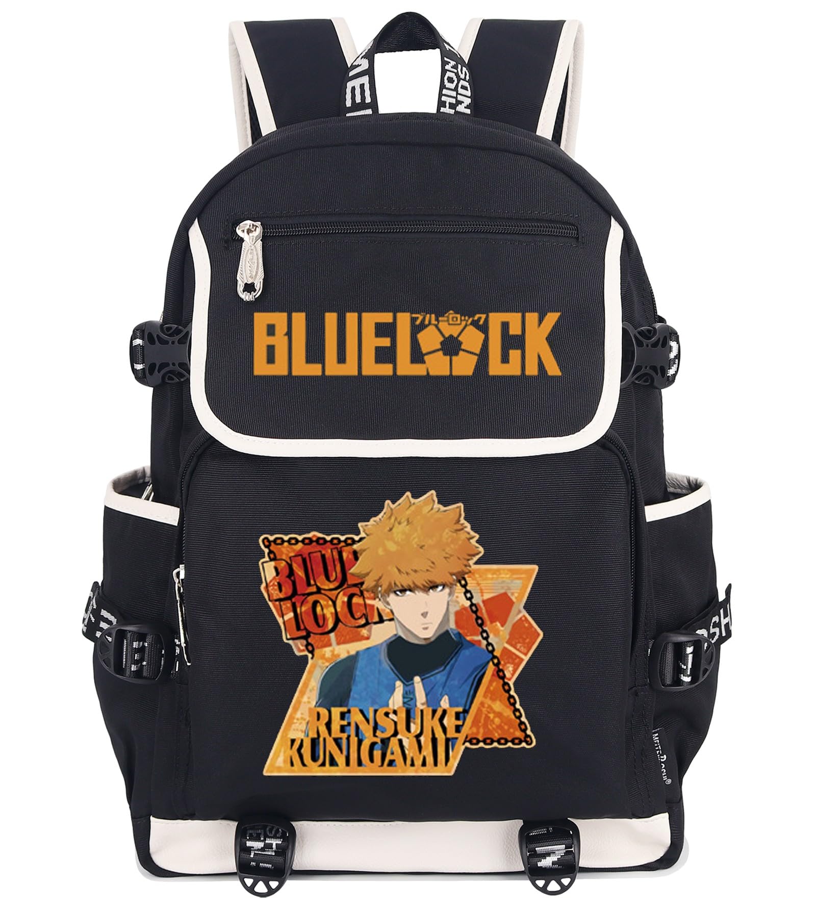 Roffatide Anime Blue Lock Laptop Backpack with USB Charging Port Yoichi Isagi Rucksack with Printed Wanima Backpack for Men Women Seishiro Nagi Graphic Travel Yor Backpack D