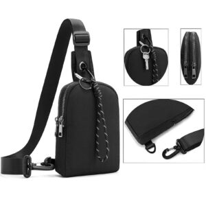 iRanjuli Phone Chest Sling Bags Women Travel Waterproof Shoulder Daypacks Small Cross Pack Men Black Sport Bags with Keychain