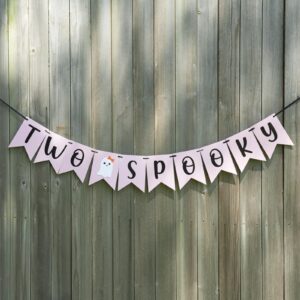 two spooky birthday garland - halloween 2nd birthday banner, pink ghost decor, halloween girl birthday banner, two spooky party supplies, halloween party decorations